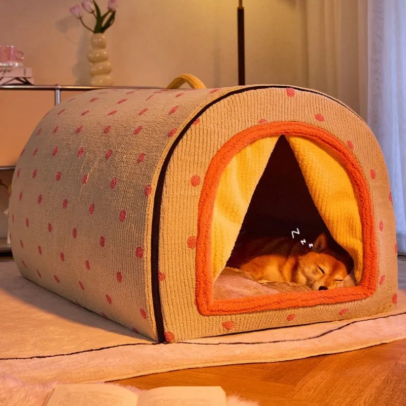 Enclosed 7.5kg Pet Bed Winter Warm Cat Dog Bed Removable Washable Puppy ...